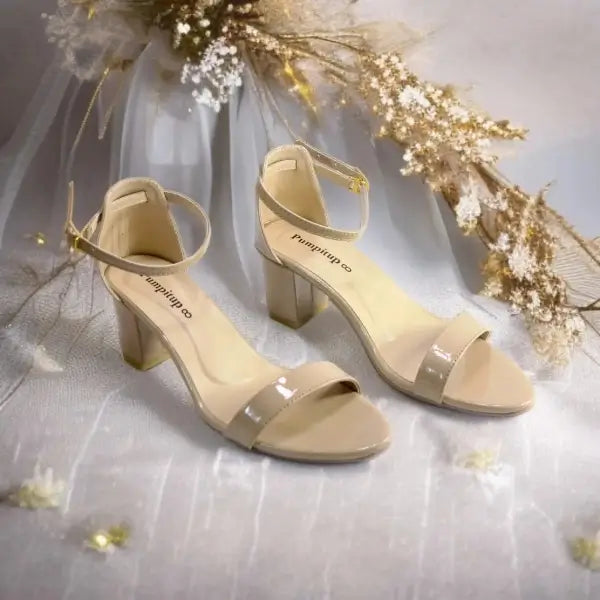 Buy Cream Block Heel Sandals for Women | PIU_170 | PumpItUp Pakistan ...